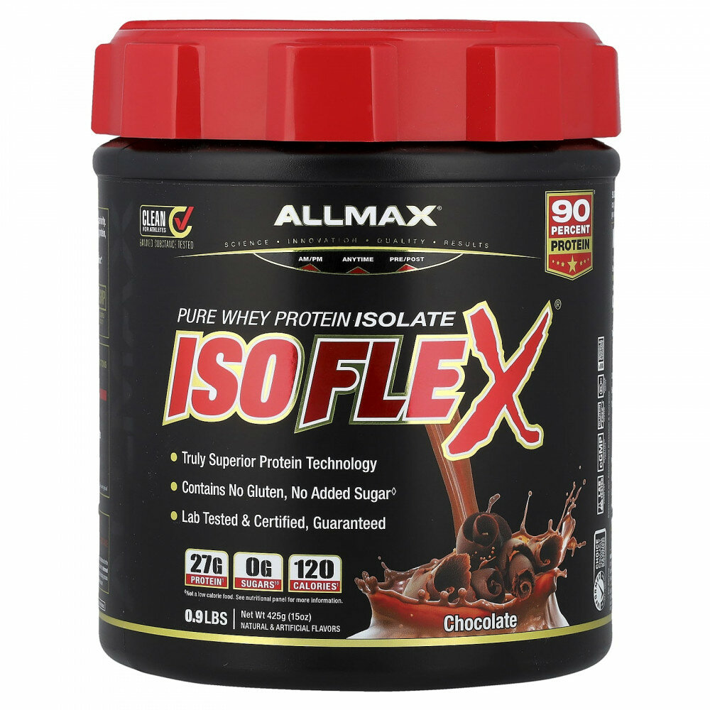 ALLMAX, ISOFLEX®, чистый изолят сывороточного протеина, со вкусом шоколада, 425 г (0,9 фунта)