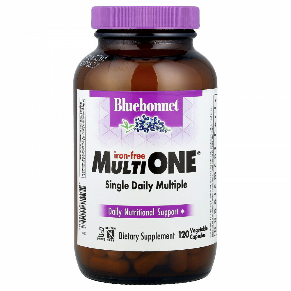 Bluebonnet Nutrition, MultiONE®, для приема одной дозы на день, без железа, 120 растительных капсул
