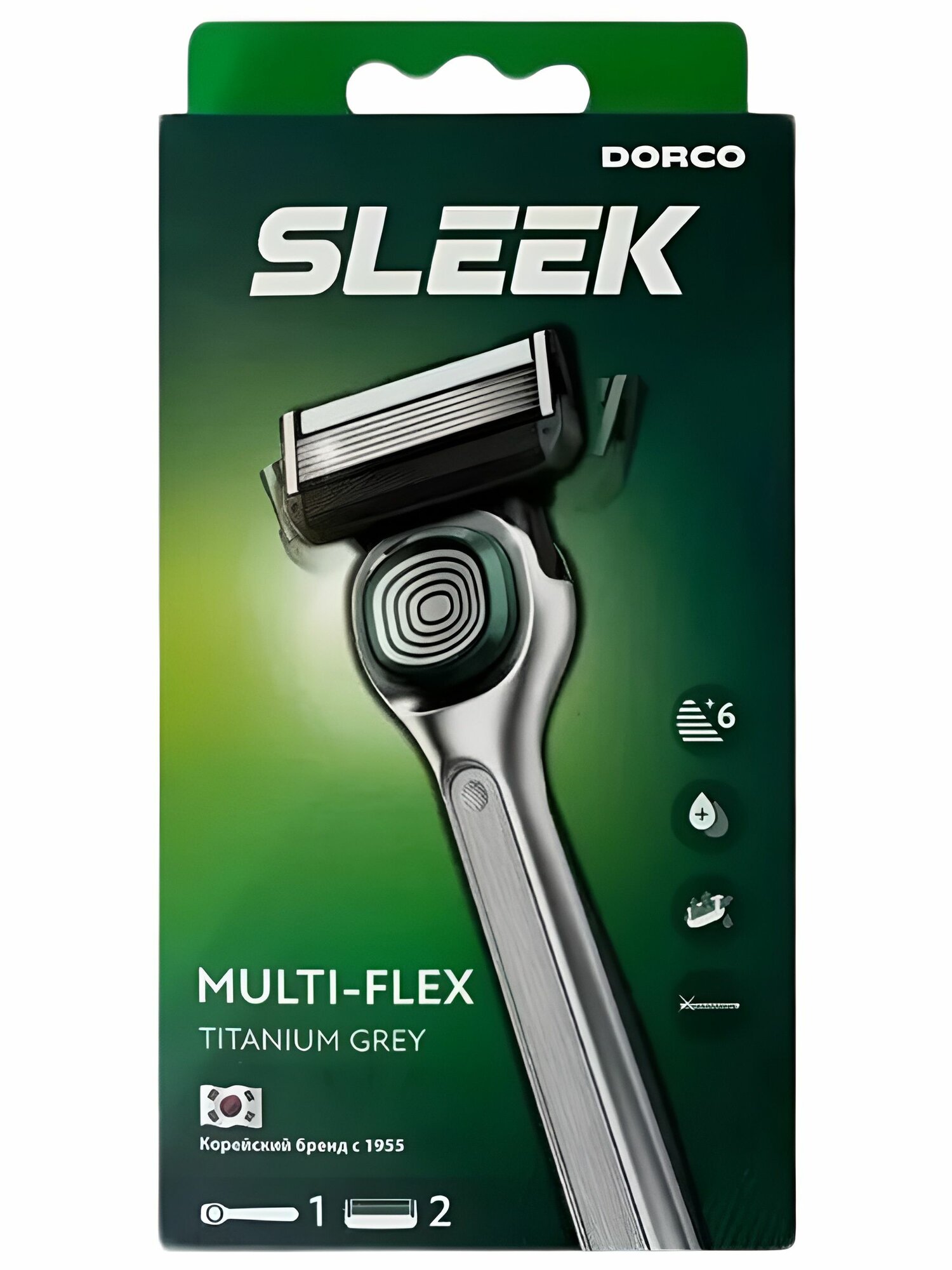 Бритва DORCO Sleek муж, 6 лезвий, 2 сменные кассеты