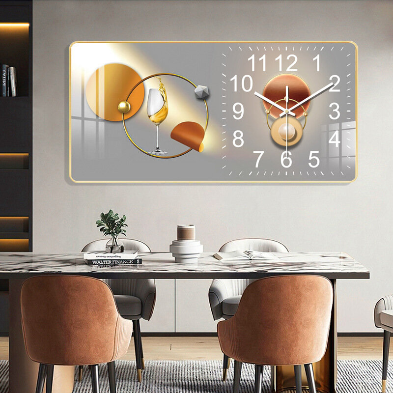 Новые настенные часы в стиле легкой роскоши для гостиной, декоративная картина, настенные часы для прихожей, креативные бесшумные часы в китайском стиле для столовой.