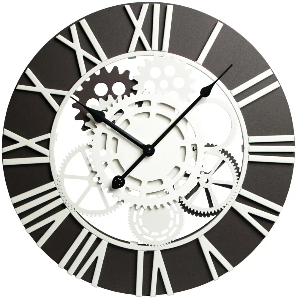 Часы настенные Gear круг МДФ цвет бело-черный бесшумные ø40 см