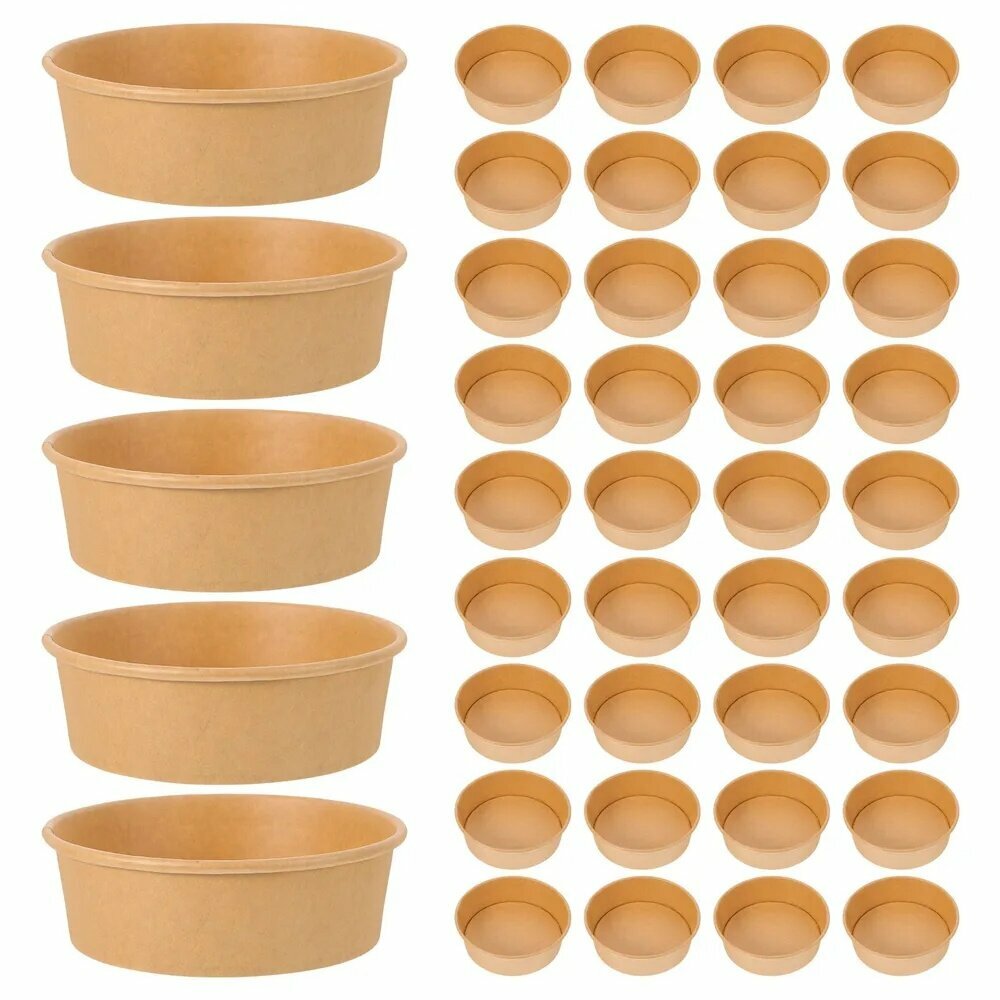 100 Штук Картонных Контейнеров, Для Пищи, Из Экологичной Бумаги