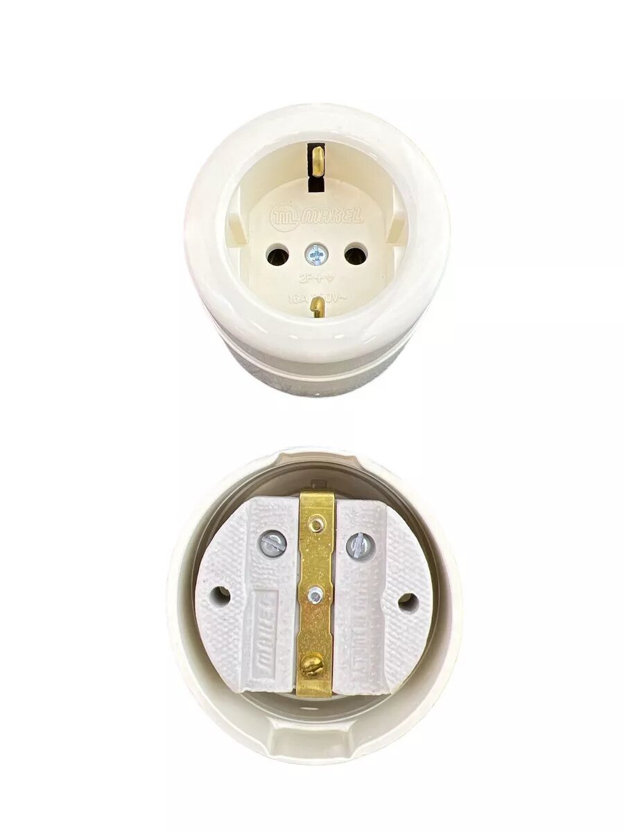 Розетка круглая накладная с заземлением 16А IP20