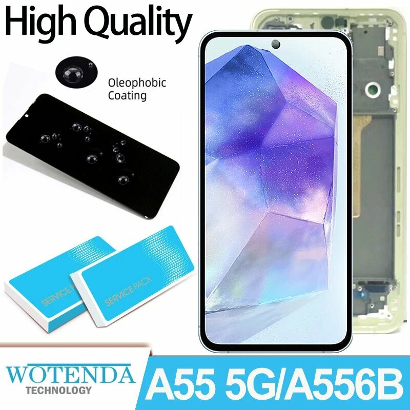 6,6-дюймовый дисплей Super AMOLED 120 Гц для Samsung A55 5G ЖК-дисплей A556U A556B Navy With Frame