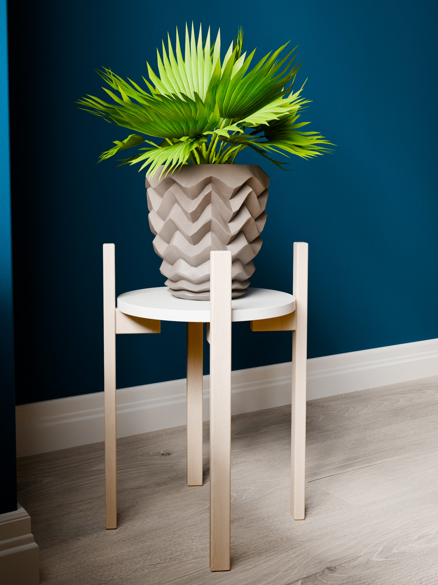 Подставка для цветов "Венеция" напольная деревянная 45х28 бежевая