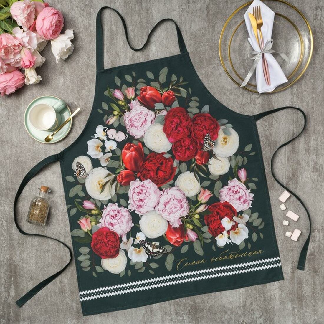 Фартук Этель Flowers, размер 60х70 см, 100% хлопок, саржа 190 г/м2