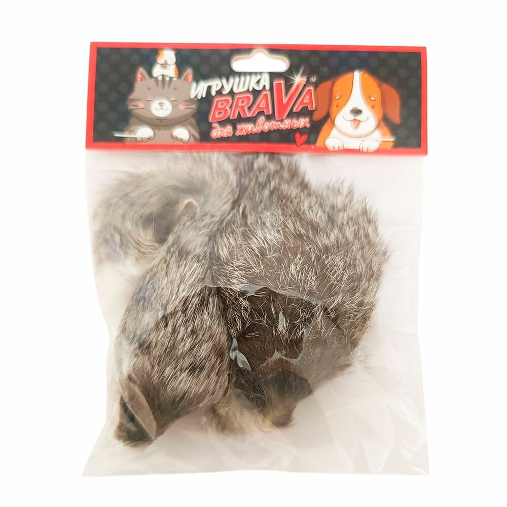 Игрушка для кошек Мышь серая 10см 2шт нат. мех кролика