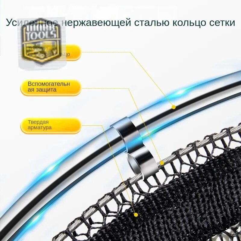 Садок рыболовный AUBELO, 40 см двойной круг, 3.0 м длина, для защиты рыбы, сборщик крючков — фото 1