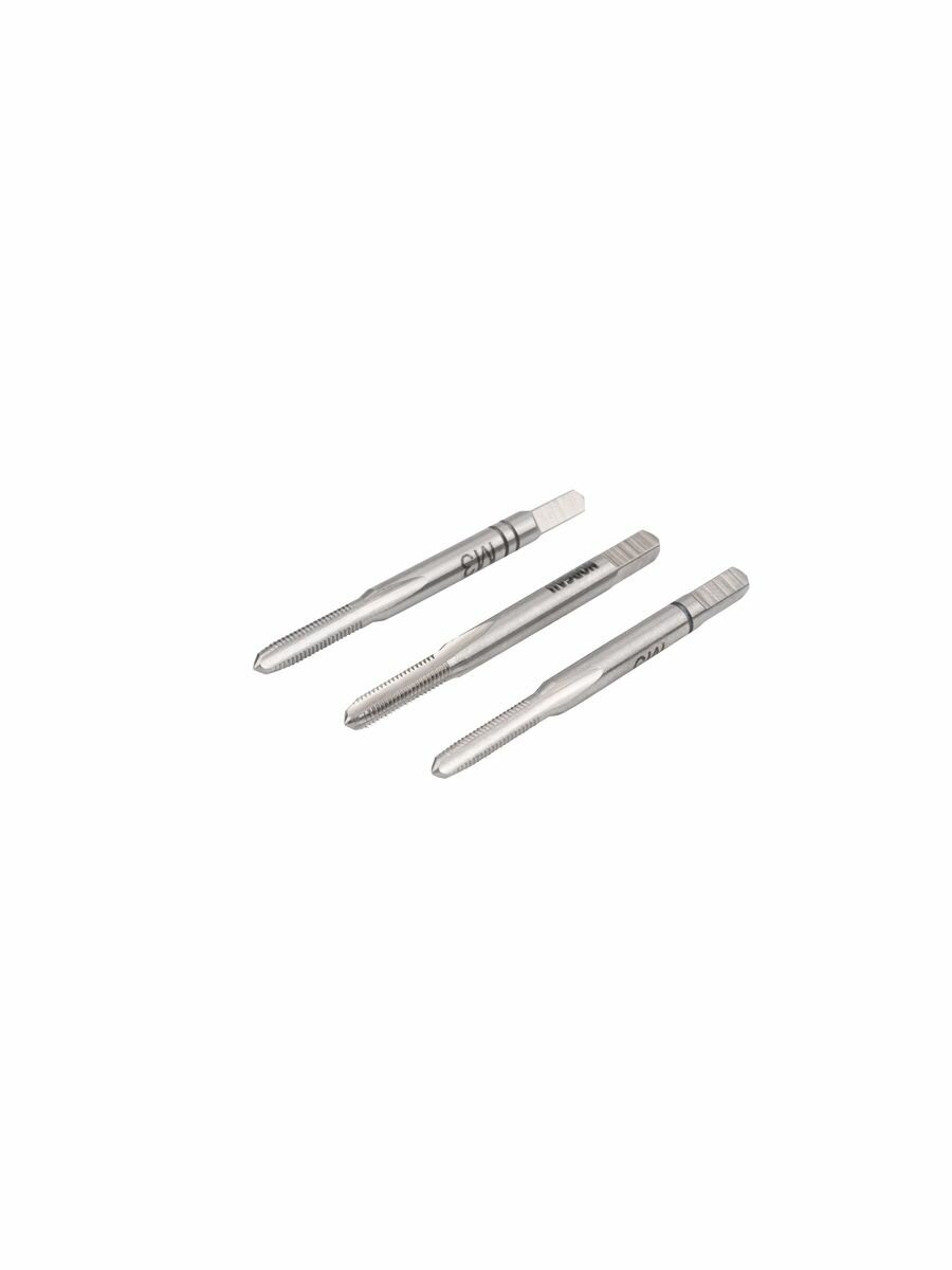Набор метчиков NORGAU Industrial M 3 из HSS-E (Co 5%), по стали, чугуну и цветным металлам, 3 предмета.