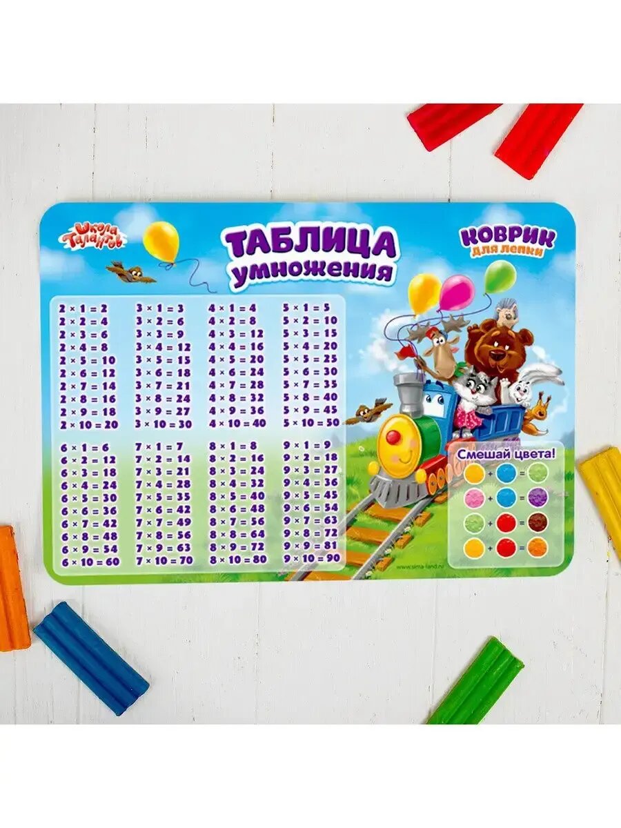 Коврик для лепки "Таблица умножения", формат A4