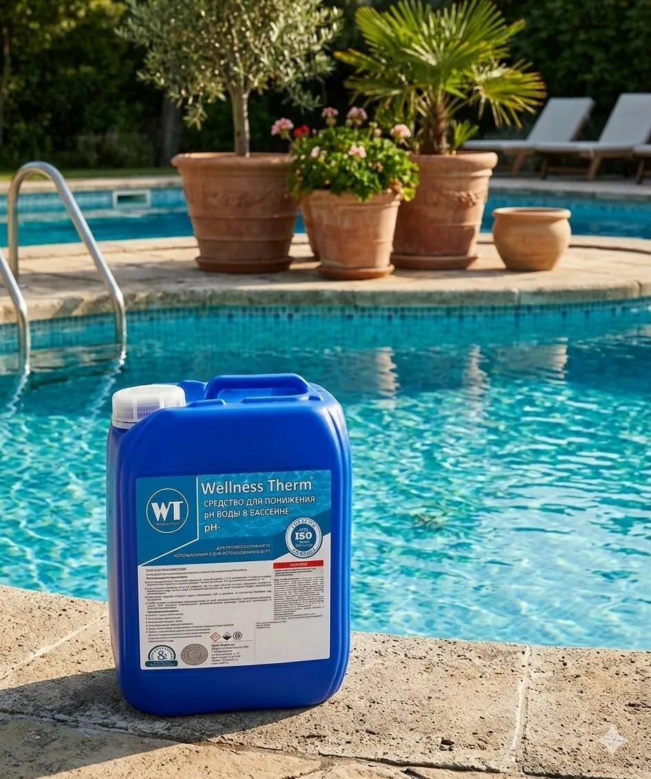 Wellness Therm средство для понижения pH воды 5 литров. Ph минус