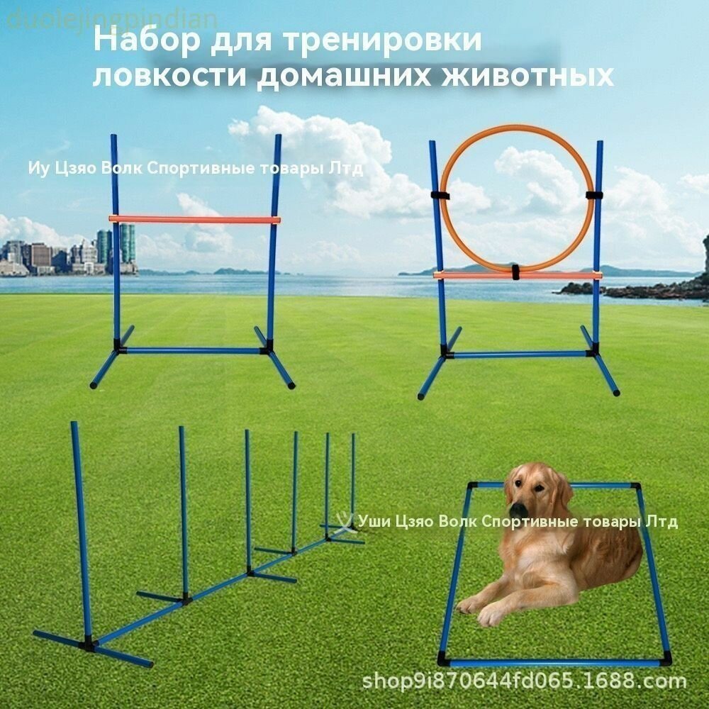 Набор для аджилити для собак в помещении, (барьер, барьер-шина, вертикальные стойки, квадрат,