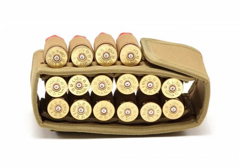 Кейс для патронов Lion, для 16 патронов 12 калибра, 18х6 см, цвет бежевый, крепление Molle