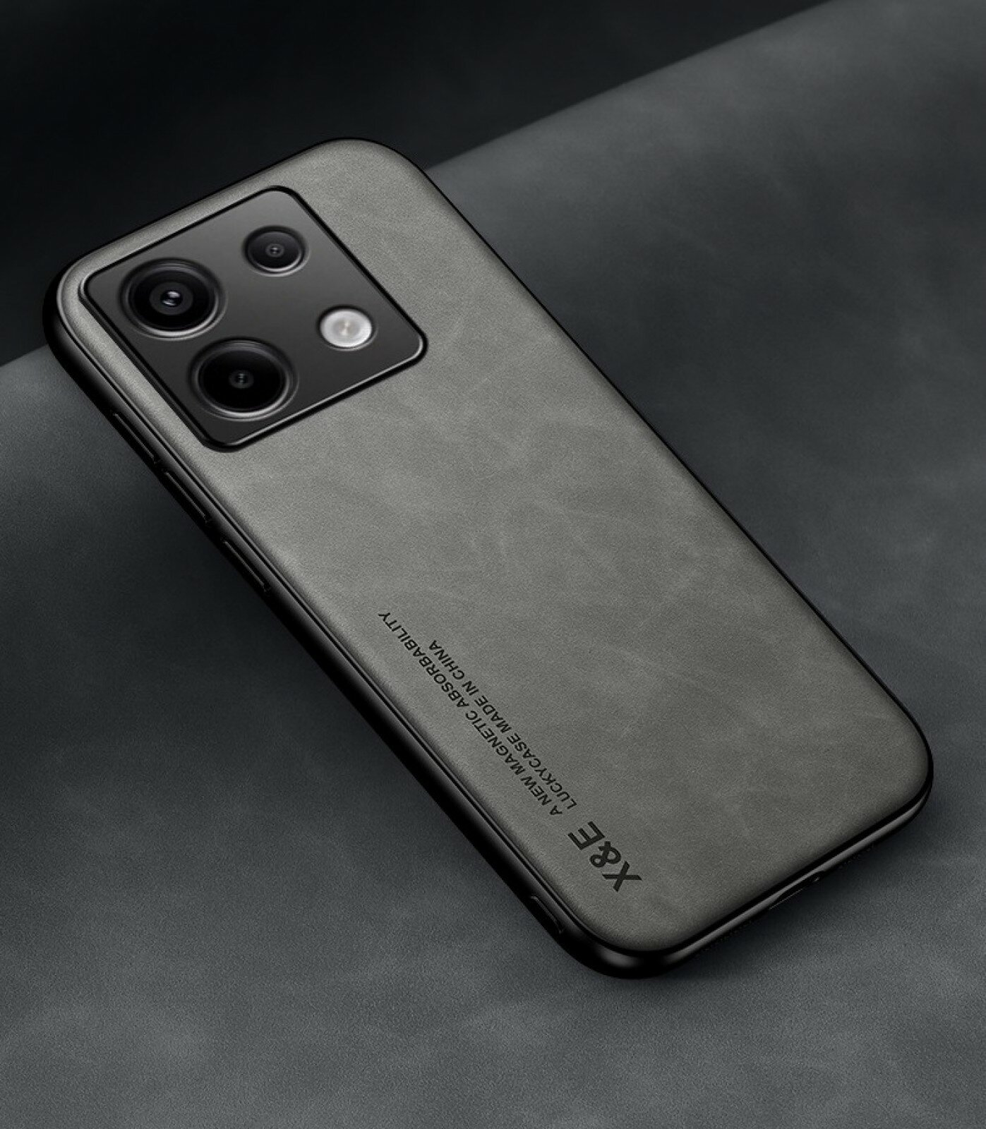 Чехол-бампер MyPads Sotto la pelle для Xiaomi Redmi Note 13 из силикона и эко-кожи, серый