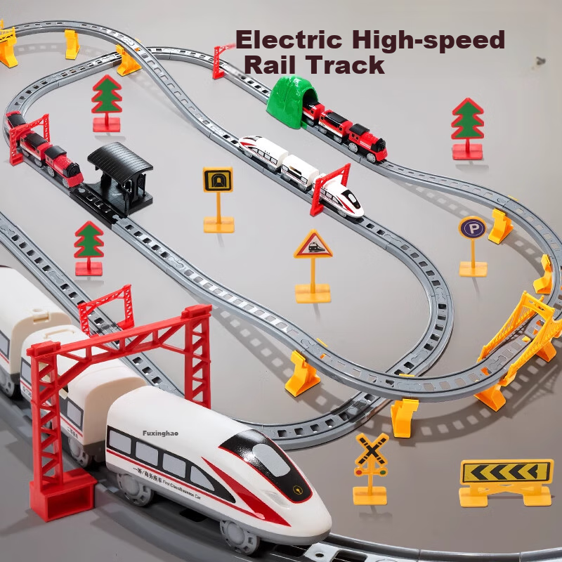 Детский электрический мини-поезд с рельсами игрушка высокоскоростной железной дороги для детей 3-6 лет Цвет：Детский