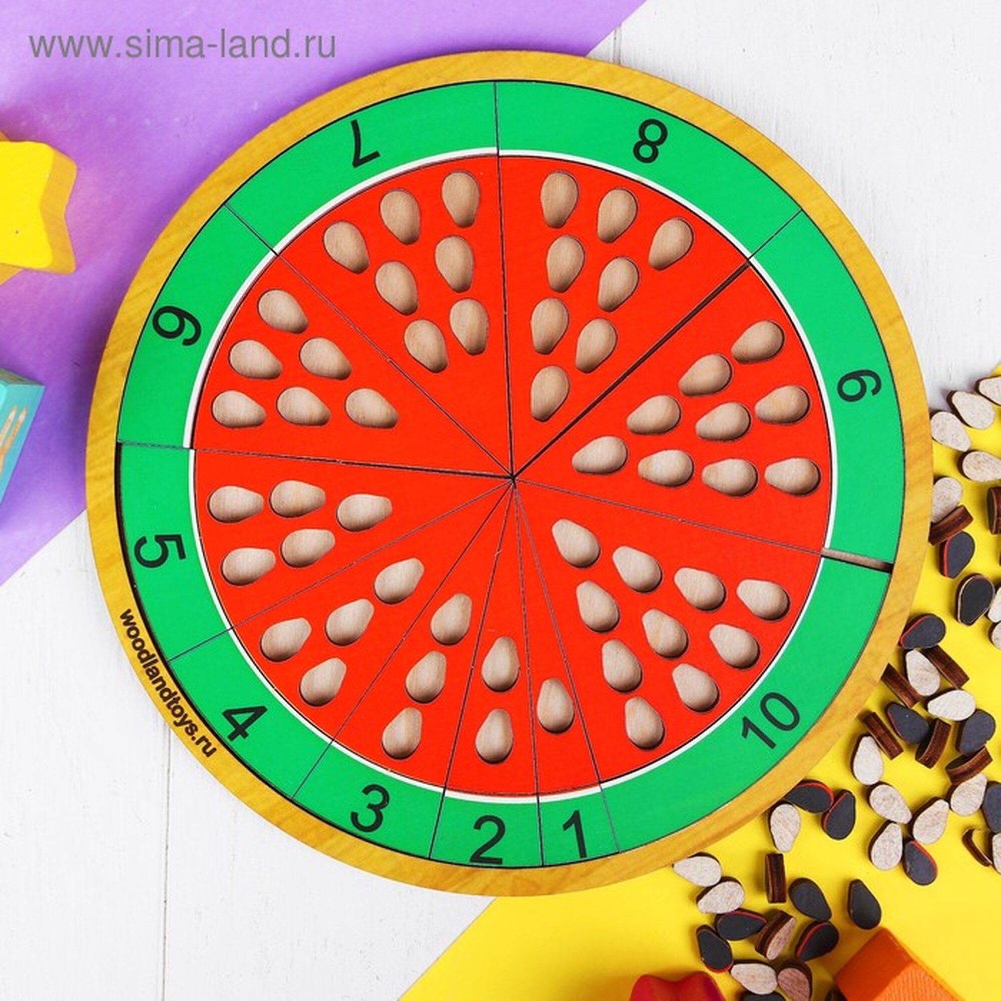 Набор для обучения счету WoodLandToys "Арбуз" 097101, дерево, 3-9 лет