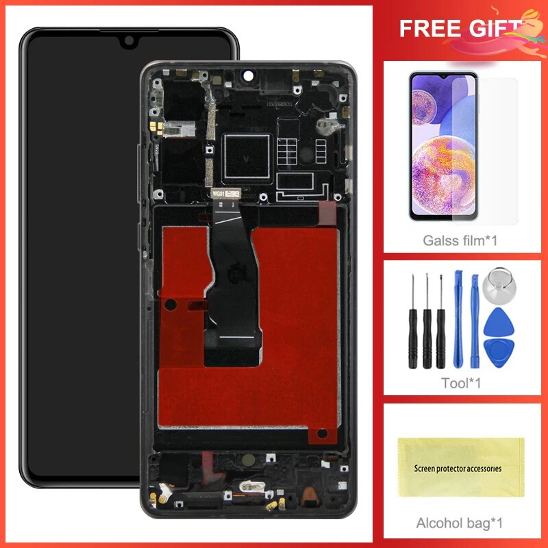 OLED P30 Экранная панель с отпечатками пальцев для дисплея huawei p30 + запасные With Black Frame