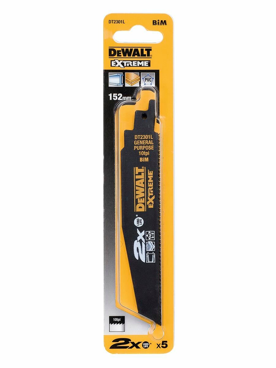 Полотно для сабельной пилы DEWALT DT2301L, универсальное, 5 шт. (DT2301L-QZ)