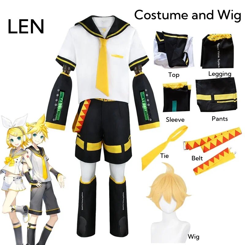 Косплей костюм Rin Len из аниме Желтый, S, Len costume wig