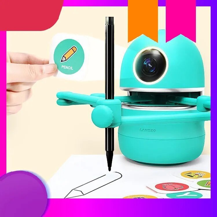 Интерактивная игрушка Quincy Робот-художник для детей 3-5 лет, рисует, реагирует на звук, пластик, бирюзовый — фото 1