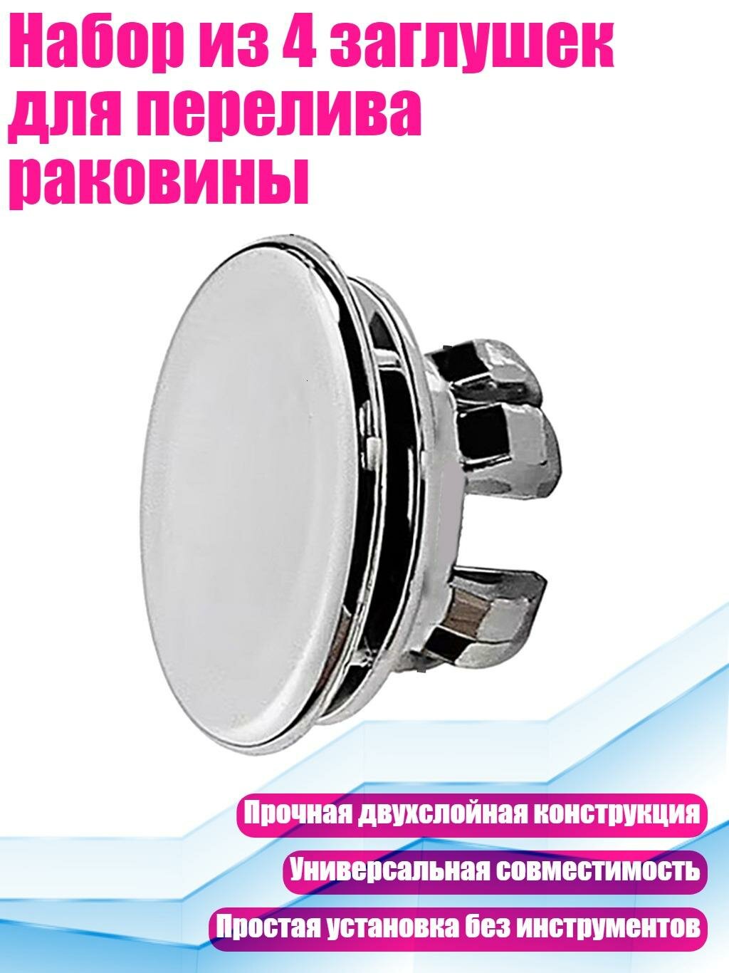 Набор из 4 заглушек для перелива раковины, Встроенный электропл