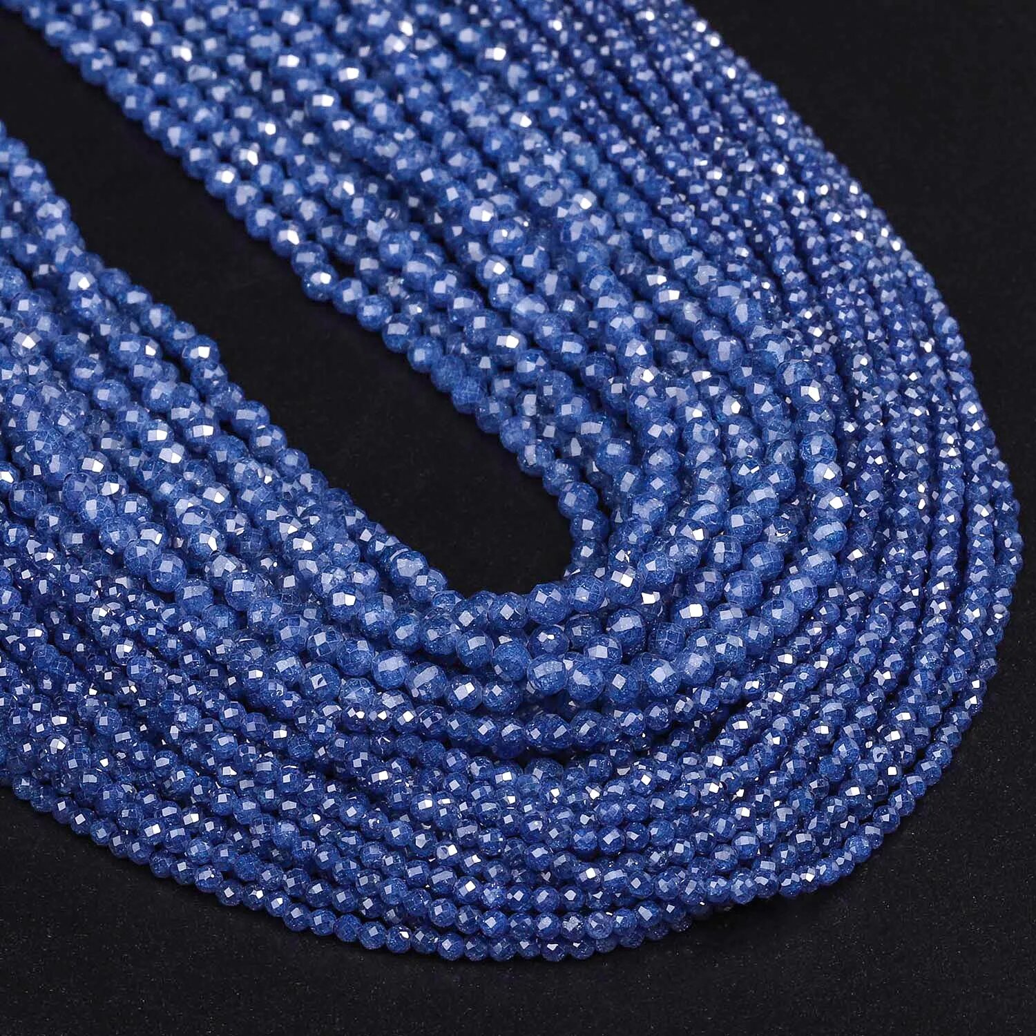 Граненые бусины из циркона GMB724 2/3 мм разноцветные Темно-синий, 2mm about 175-185pcs, color11