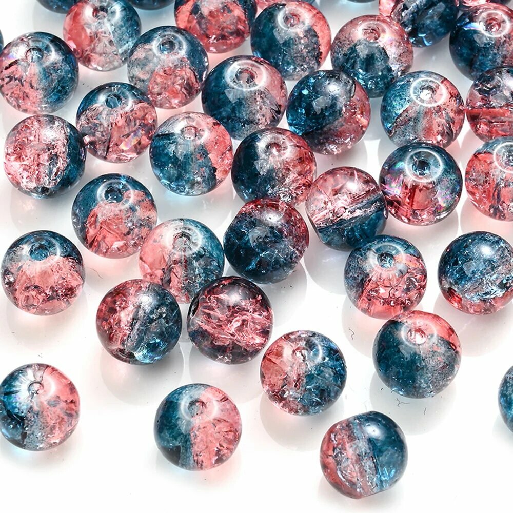 Бусины хрустальные 8 мм, Red Blue, 100 шт.