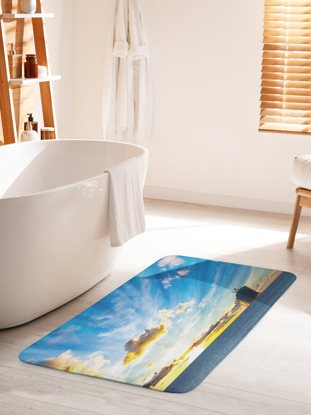 Коврик для ванной комнаты и туалета противоскользящий "Дорога от солнца" 60х100 см, JoyArty