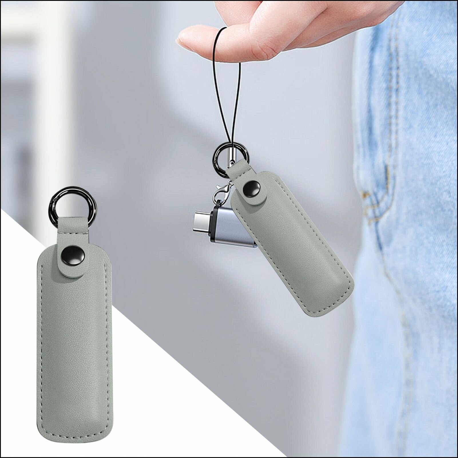 Чехол брелок для USB флешки накопителя, Белый Зеленый, 1 шт. Новейшие продукты на 2026 год