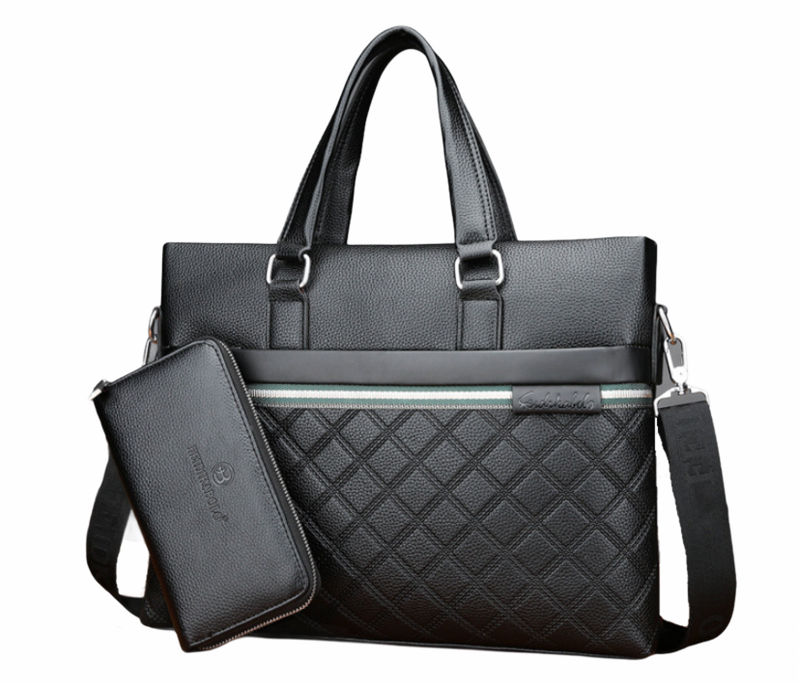 Мужская сумка MyPads Premium M-6828 из натуральной импортной коровьей кожи для ноутбуков 11-14 дюймов, черная с орнаментом