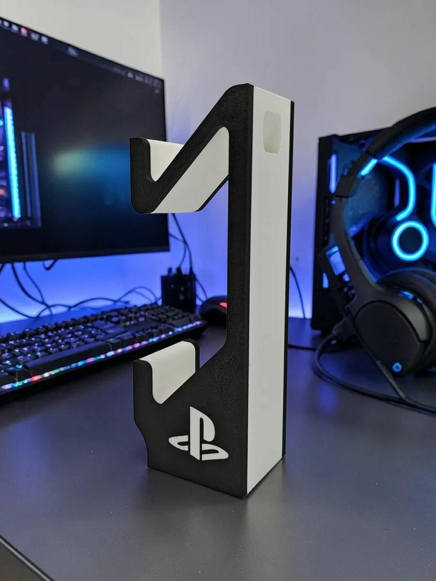 Подставка для геймпадов PS5 , двойная, пластик, черно-белая, эргономичная — фото 1