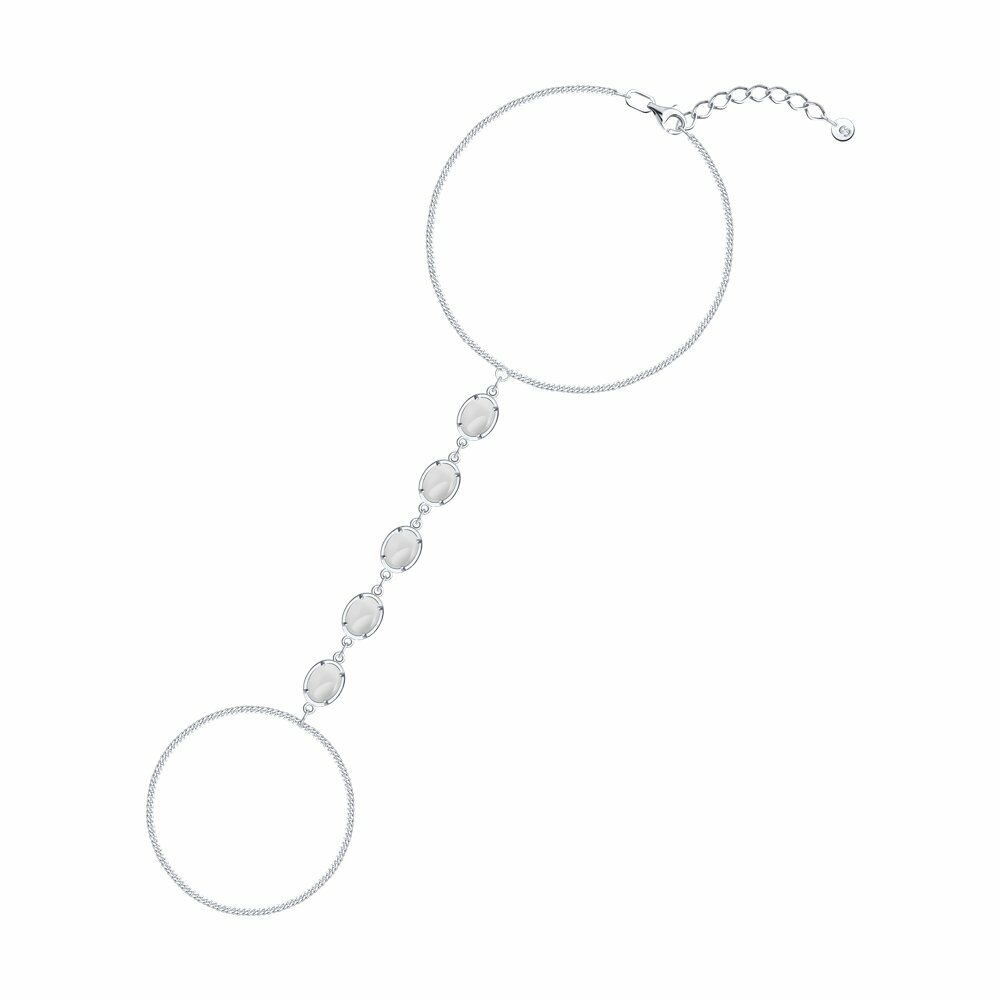 Браслет, серебро, 925 проба, родирование, горный хрусталь