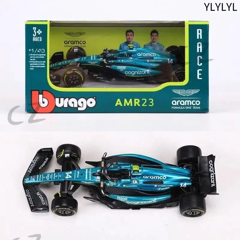Bburago 1:43 Aston Martin Формула 1 AMR23 моделирование сплава модели автомобилей/#14 Fernando Alonso Diaz