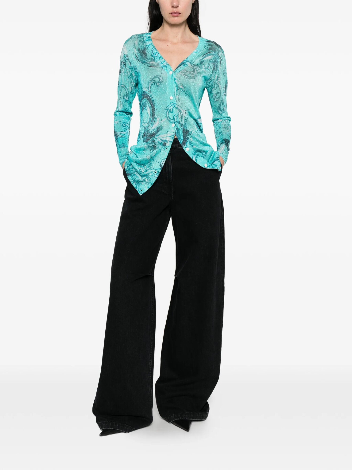 Кардиган Versace Jeans Couture Printed cardigan, размер M, blue — фото 1