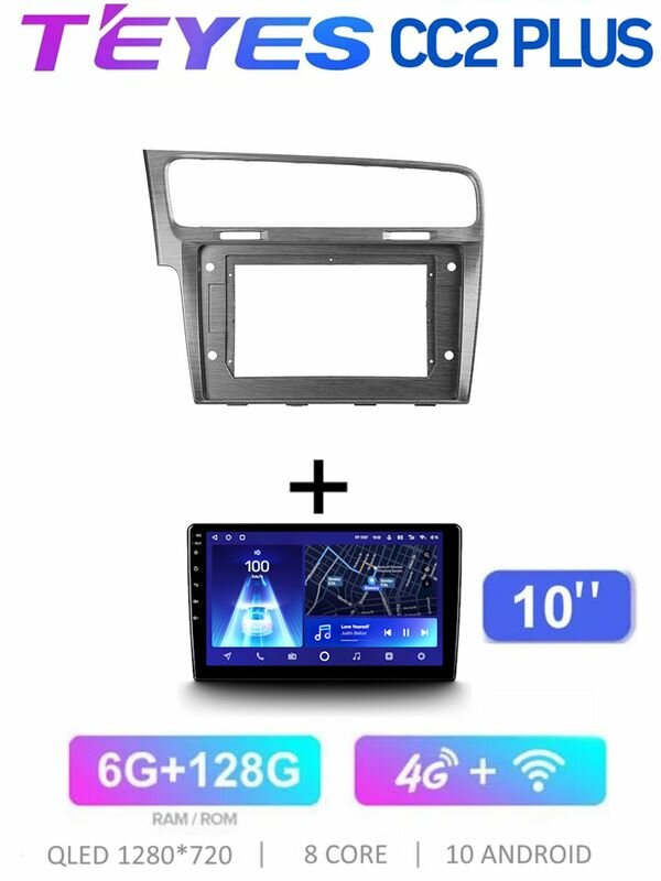 Магнитола 10" Teyes CC2 Plus 6/128 Gb для Volkswagen Golf 7 MK7 2012-2020 F1