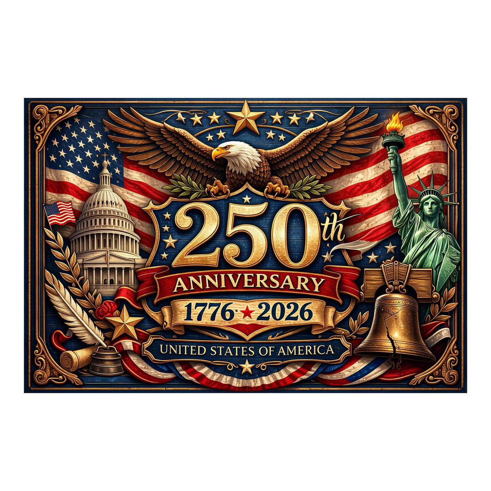 Деревянный пазл 250-летие США , 500 деталей