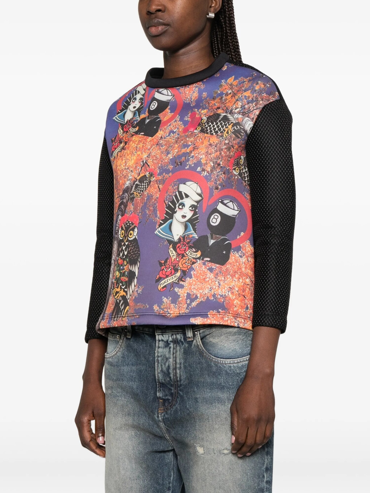 Толстовка The Artistylist Graphic-print mesh-panel sweatshirt, размер 42 — фото 1