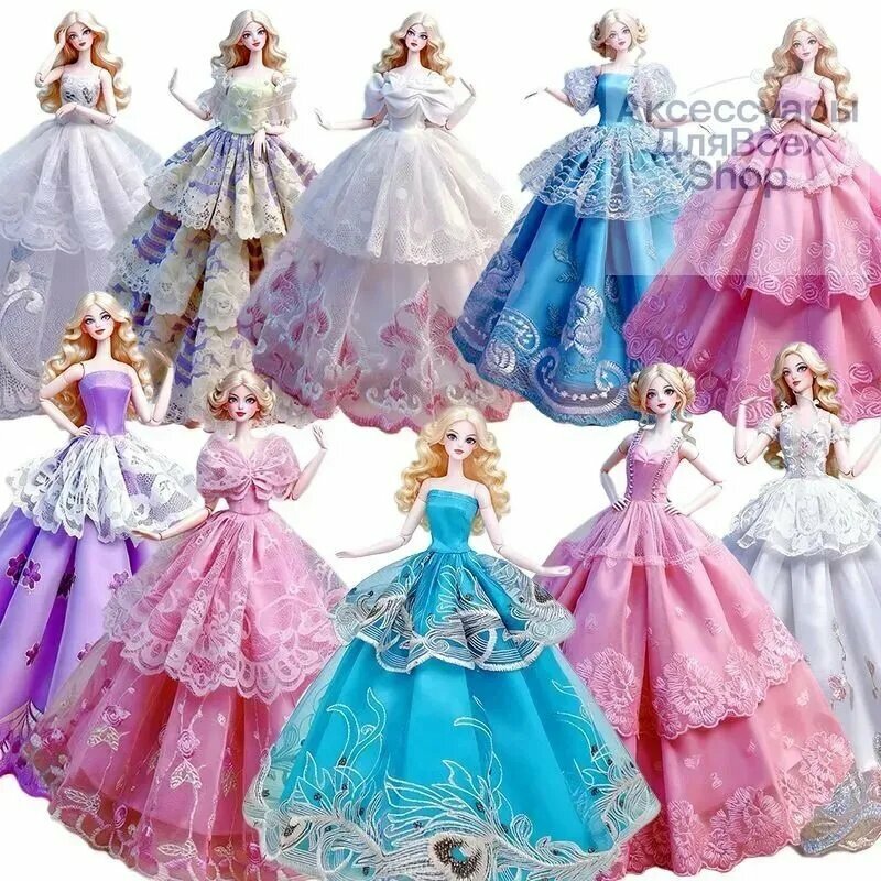 10 шт платье с цветочным кружевом для куклы Barbie Барби