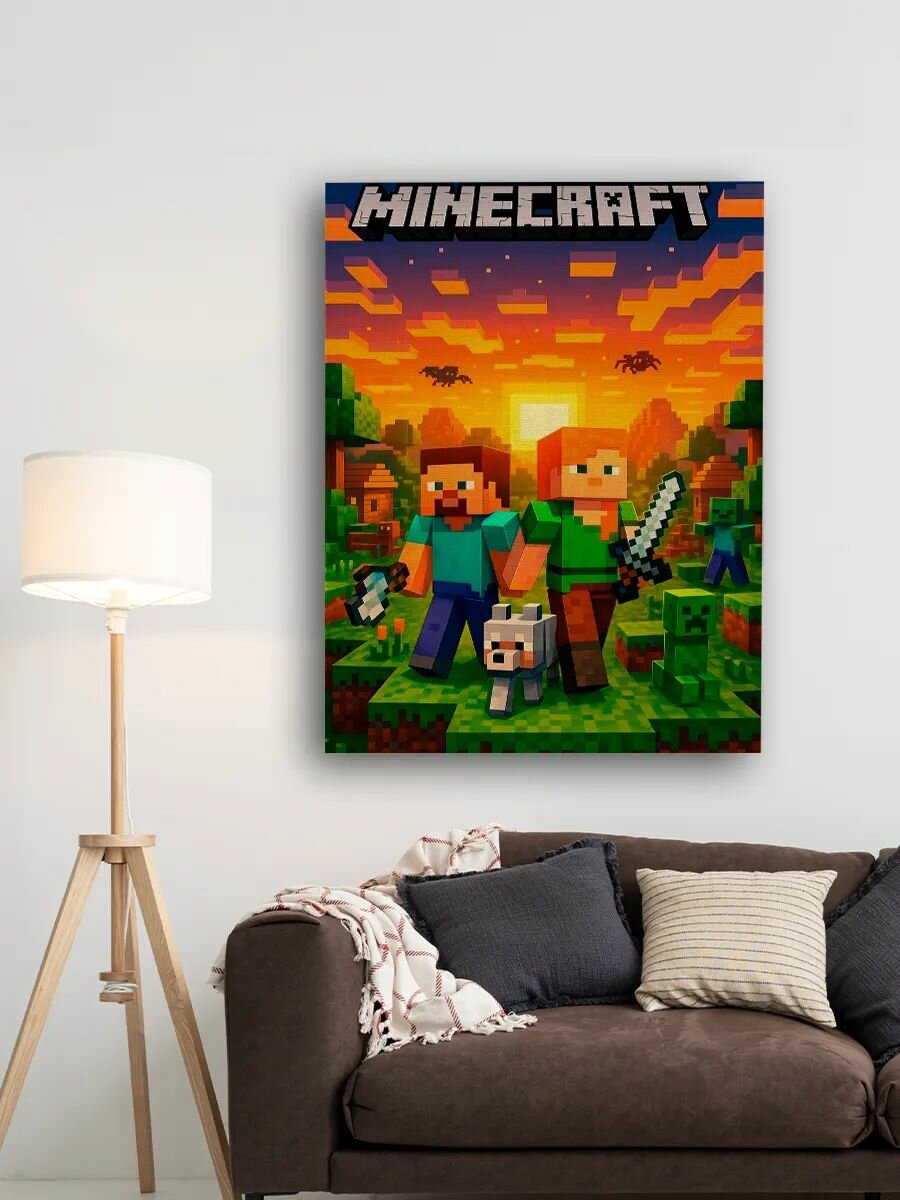 Картина на стену Minecraft, на подрамнике, 1шт, 55х38 размер. — фото 1