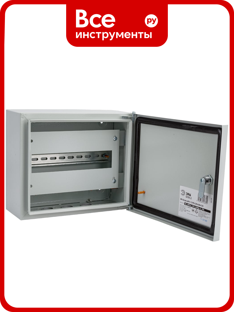 Корпус ЭРА ЩРНг-12 IP54SIMPLE, навесной стальной корпус с замком, серый, металлическая рама, модель