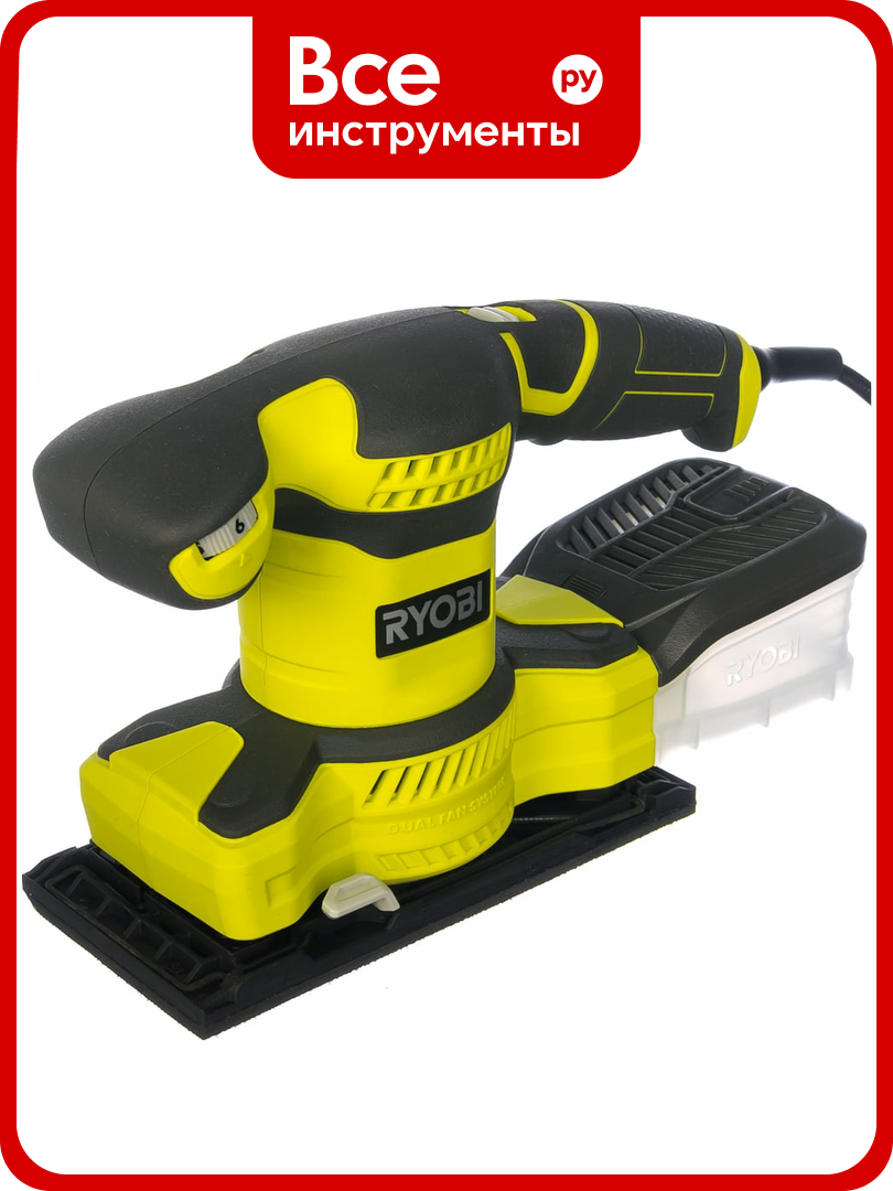 Виброшлифмашина Ryobi RSS280-S, 280 Вт, щеточный двигатель, пластиковая подошва, электрическая регулировка оборотов