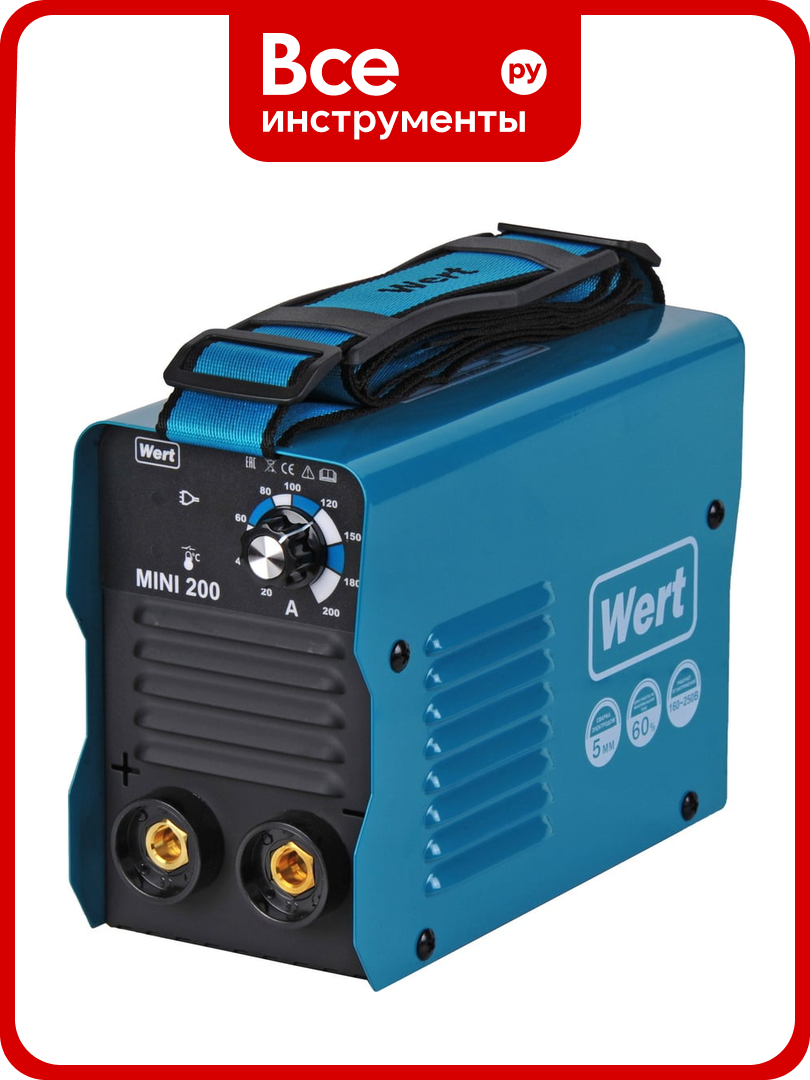 Сварочный инверторный аппарат WERT MINI 200: мощность 200 А, защита IP21S, компактный и надежный для бытового использова