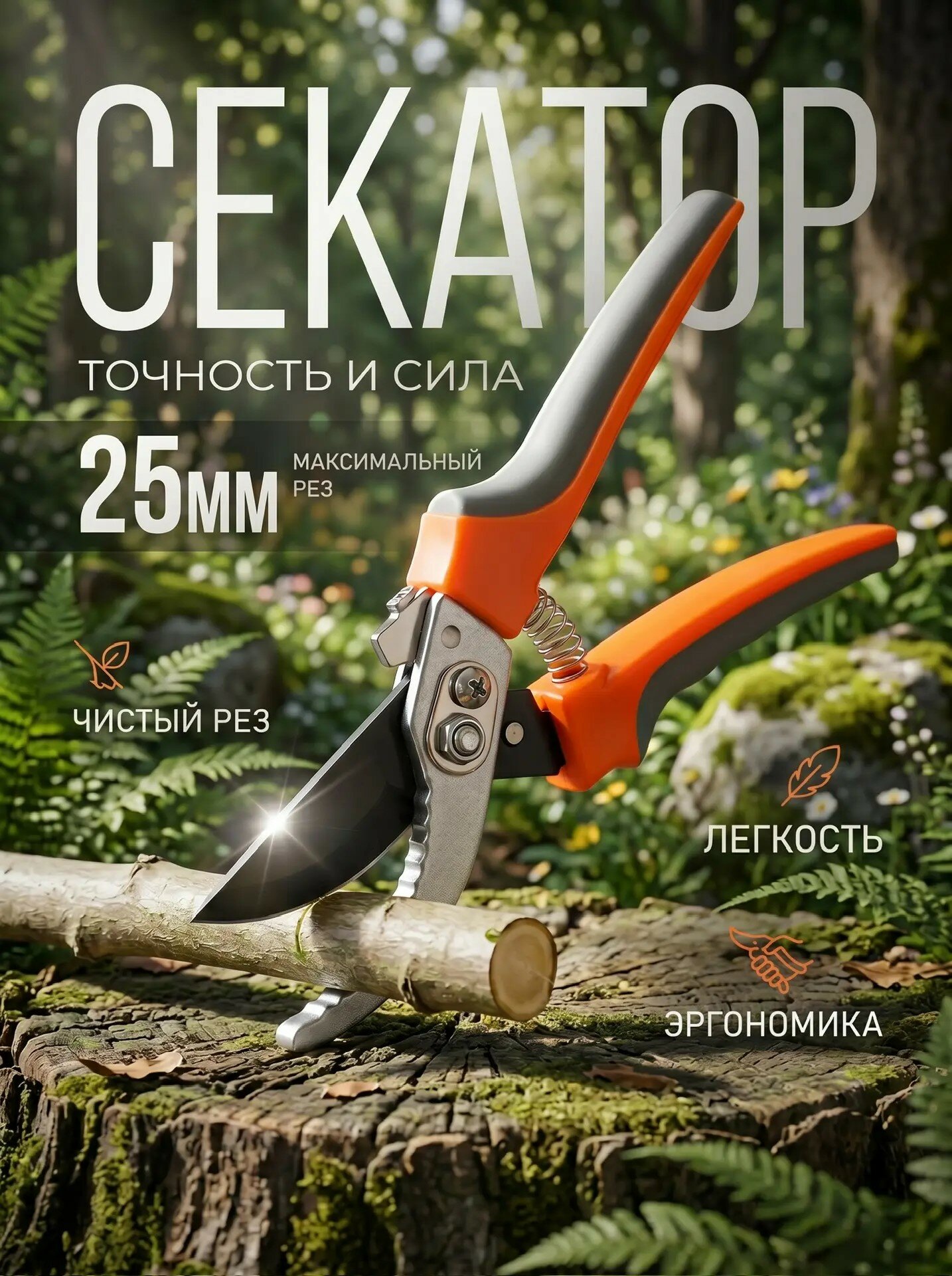 Секатор крупный садовый профессиональный ручной
