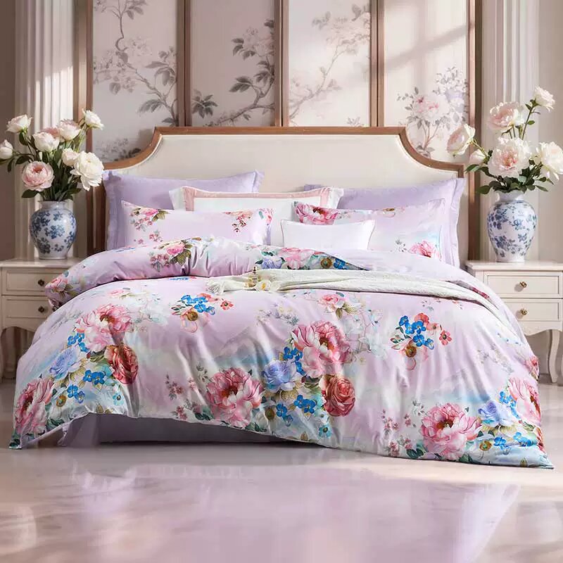 Комплект постельного белья Fuanna Home Textiles из 4 предметов, 60 нитей, из длинноволокнистого хлопка, сатин, класса
