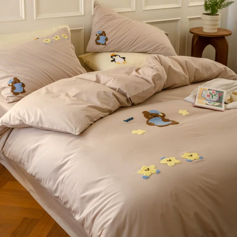 ESIX Yile Home Textiles: Комплект из 4 предметов из 100% хлопка (40 нитей), детский комплект из 3 предметов из 100%
