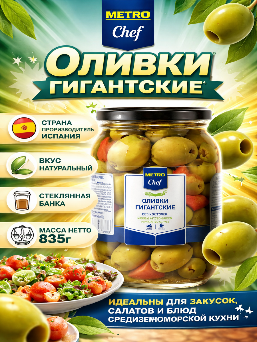 METRO Chef Оливки Гигантские без косточки, 835г
