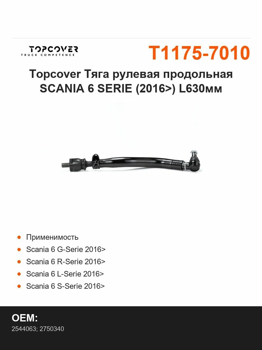 Topcover Тяга рулевая продольная SCANIA 6 SERIE (2016>) L630мм