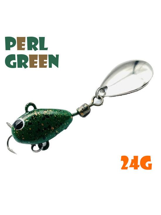 Блесна Тейл-Спиннер для рыбалки Uf-Studio Hurricane 24g #Perl Green