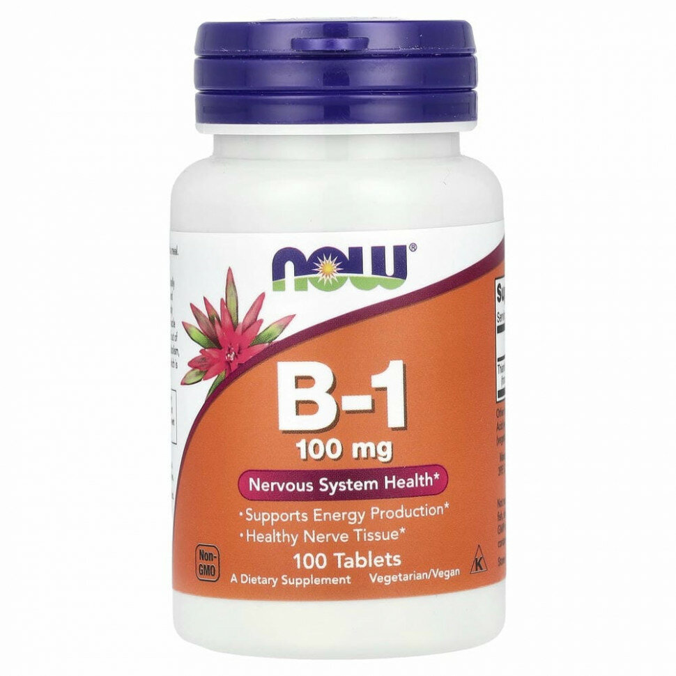 Now Foods Thiamin Б-1 Витамин, Тиамин B-1 100 мг 100 таблеток