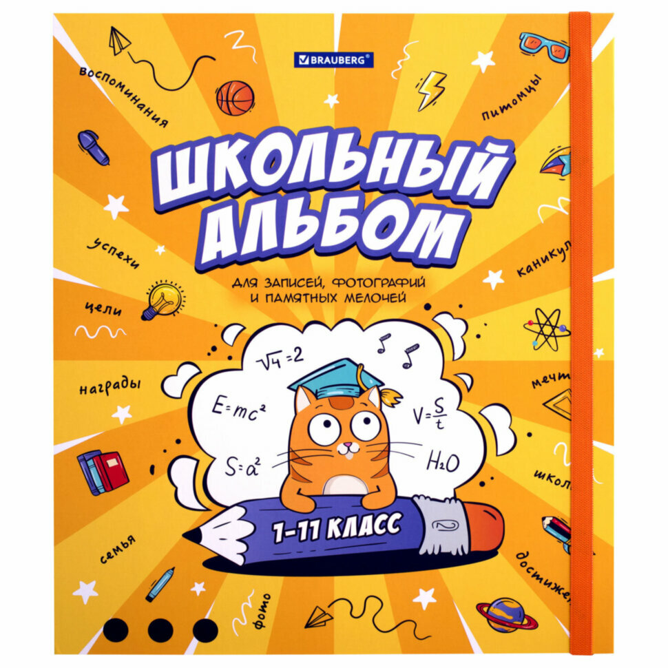 Папка-портфолио школьника, А4, школьный альбом, 10 вкладышей, магнитный клапан 7БЦ, BRAUBERG, 115242, 115242